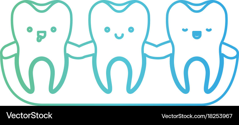 Teeth kawaii expression with root of the tooth Vector Image