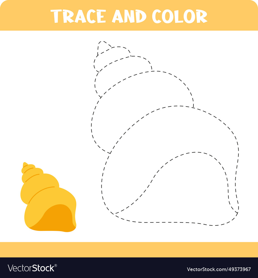 Trace and color game for kids activity worksheet Vector Image