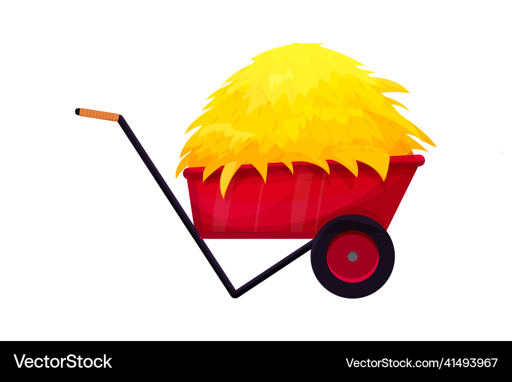 Wheelbarrow with hay pile straw dry grass Vector Image