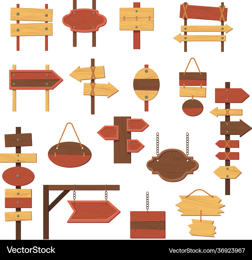 Wooden sign boards blank empty planks Royalty Free Vector