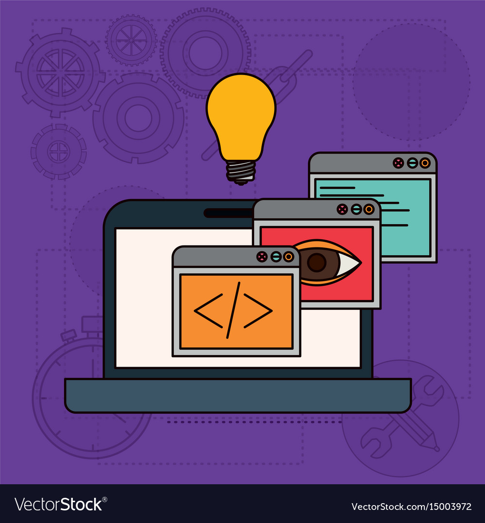 Background with apps windows in development Vector Image