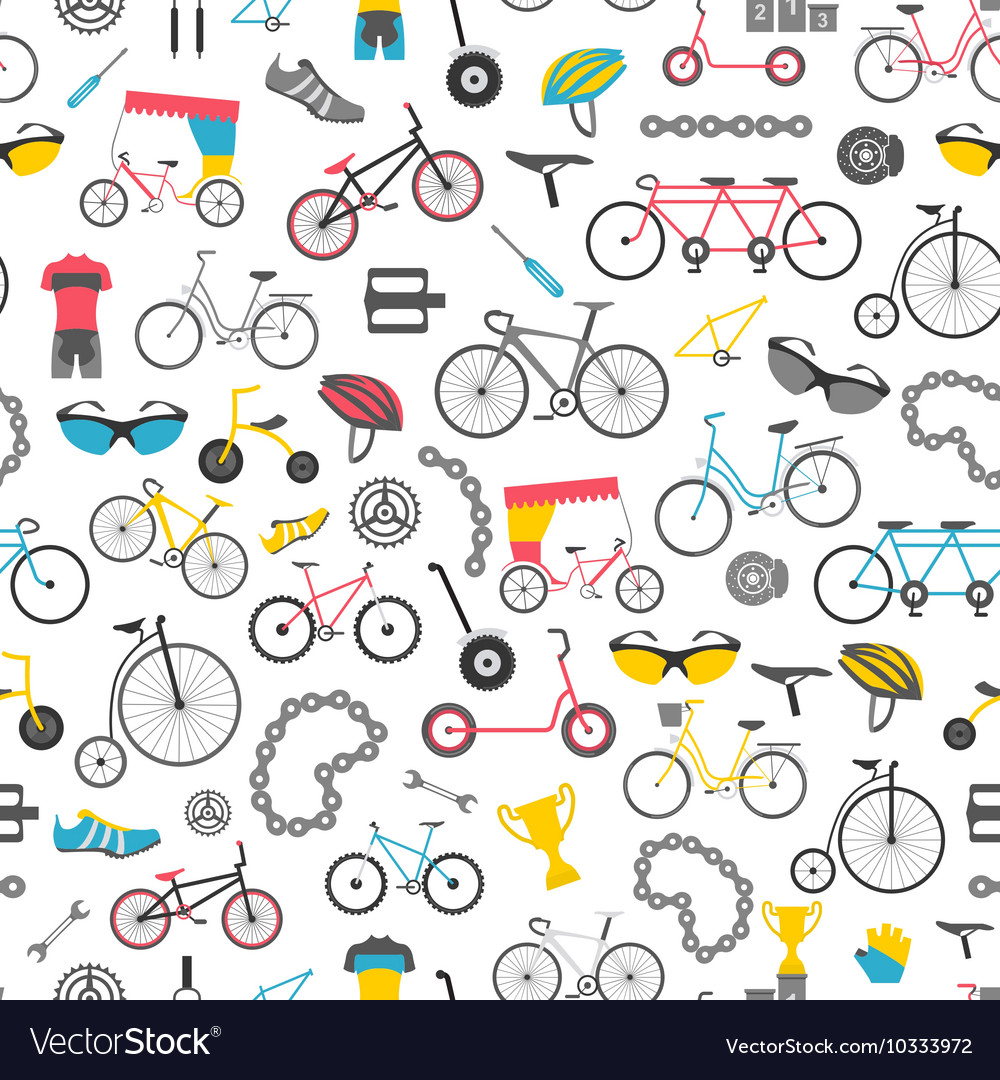 Bicycle seamless pattern colour flat design Vector Image