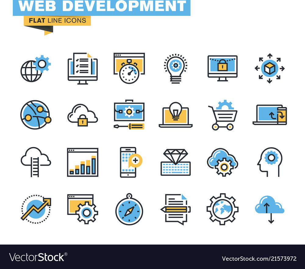 Flat line icon pack for designers and developers Vector Image