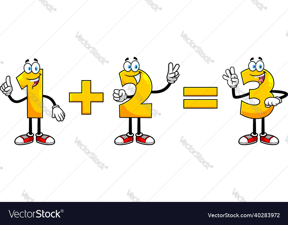 Funny number 1 plus number 2 equals number 3 Vector Image
