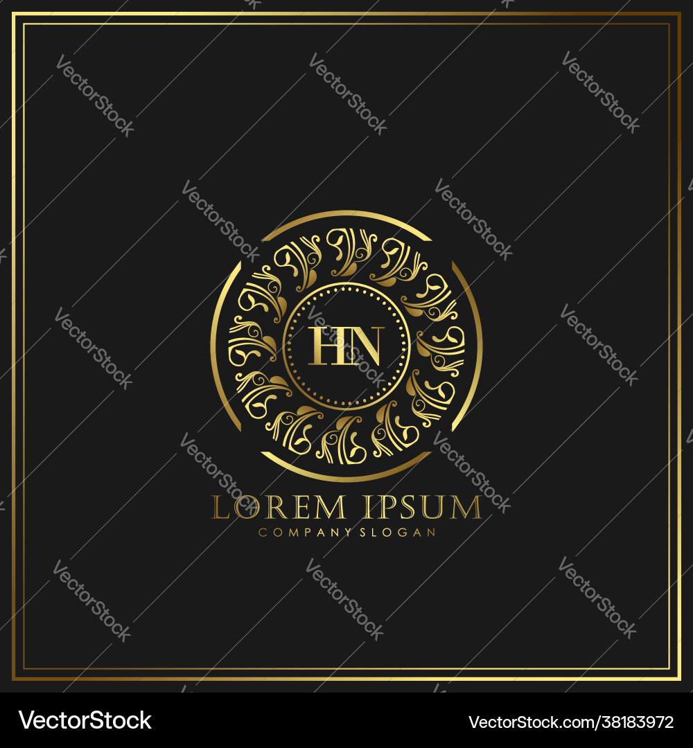 Hn initial letter luxury logo template in art Vector Image