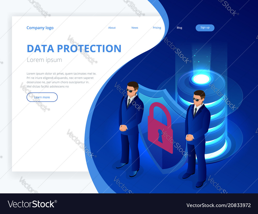 Isometric Database Protection Concept Server Room Vector Image