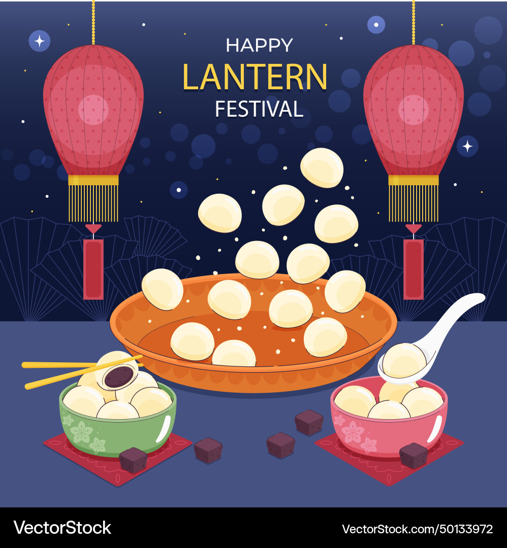 Lantern festival celebration isolated on white Vector Image