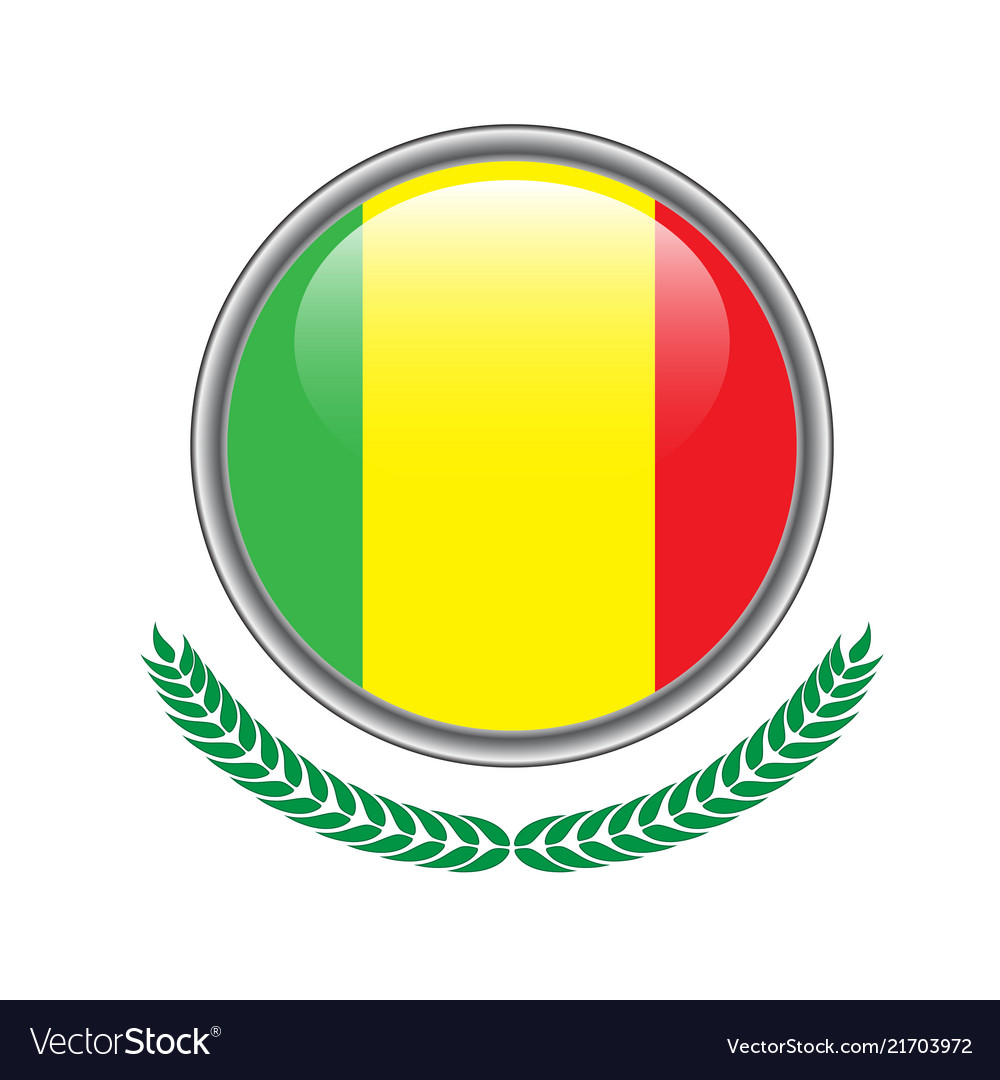 Mali flag button icon Royalty Free Vector Image