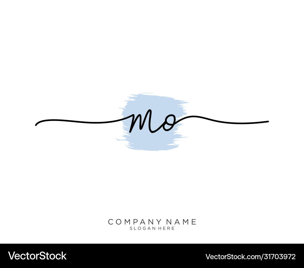 Mo initial handwriting logo design Royalty Free Vector Image