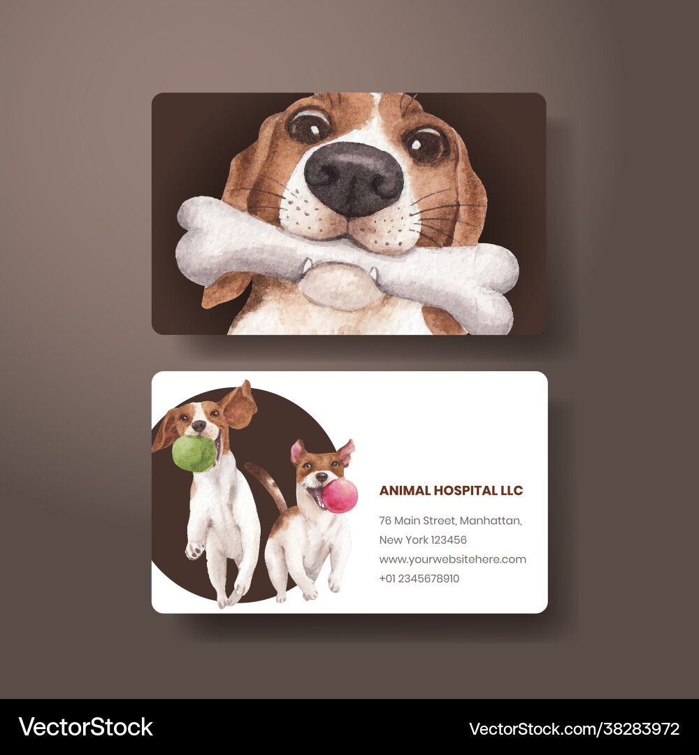 Name card template with cute dog Royalty Free Vector Image