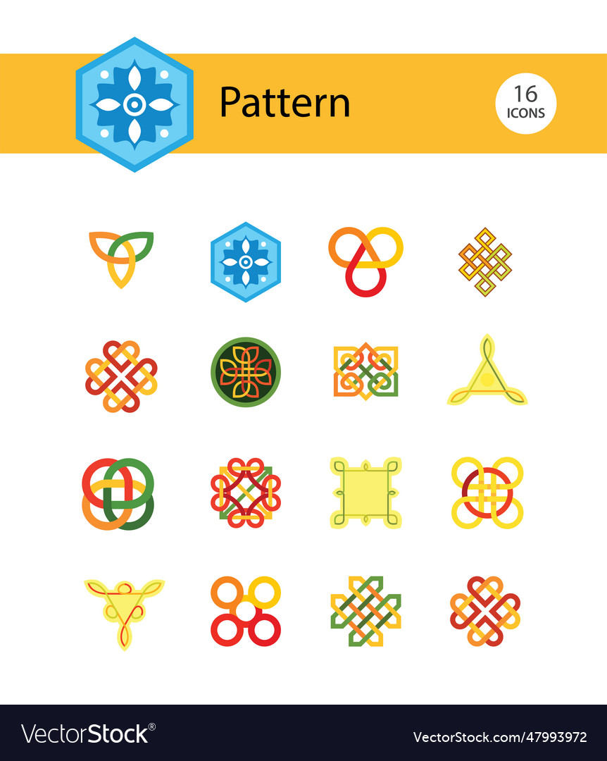 Pattern icon set Royalty Free Vector Image - VectorStock