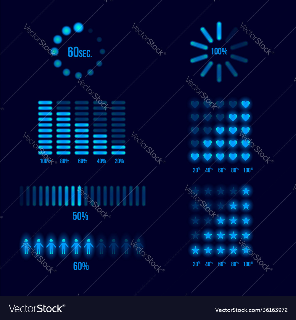 Progress loading indicators Royalty Free Vector Image