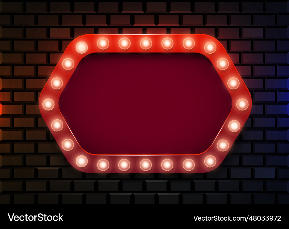 Retro light sign on brick background vintage Vector Image
