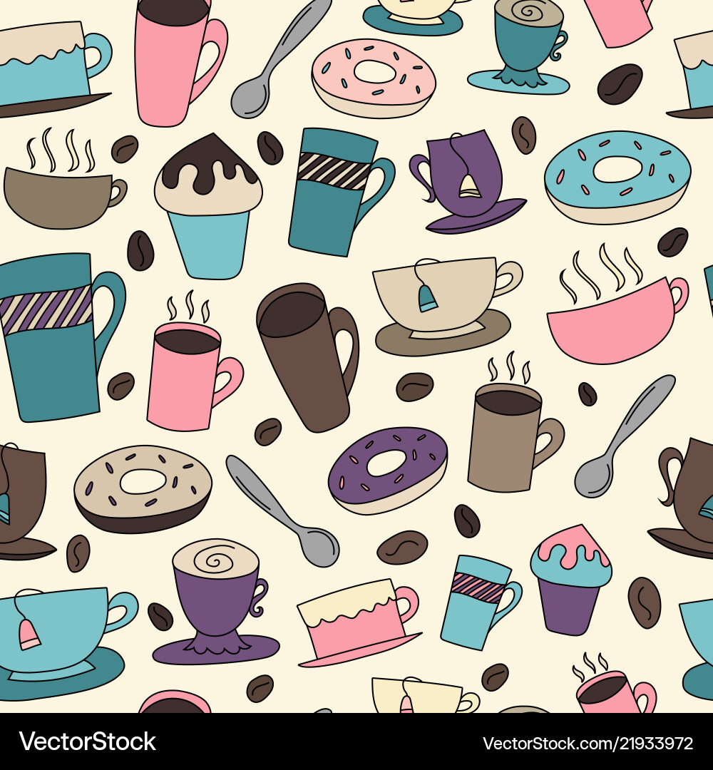 Seamless background of coffee and tea Royalty Free Vector