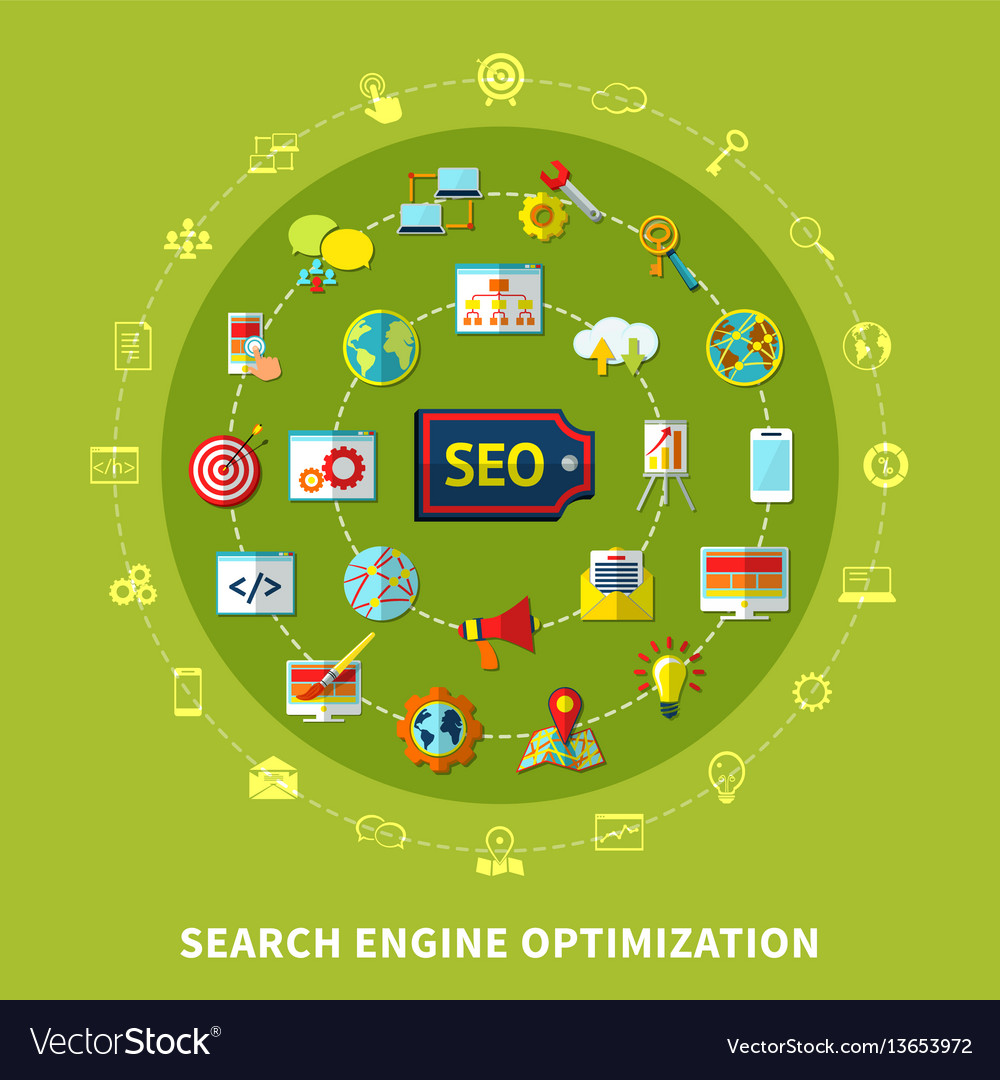 Search engine round composition Royalty Free Vector Image