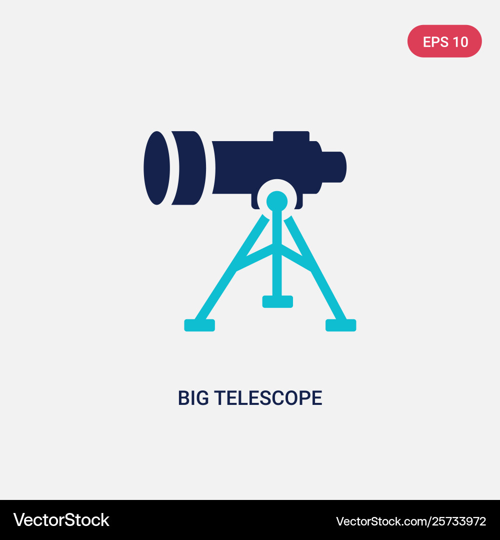 Two color big telescope icon from astronomy Vector Image