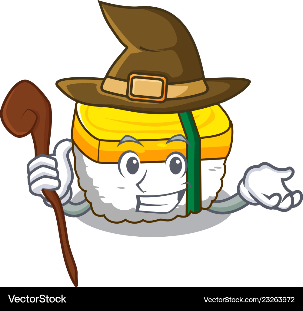 Witch tamago sushi in a shape cartoon Royalty Free Vector