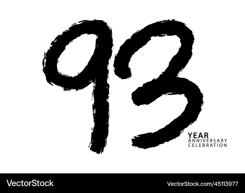 93 year anniversary celebration black color Vector Image