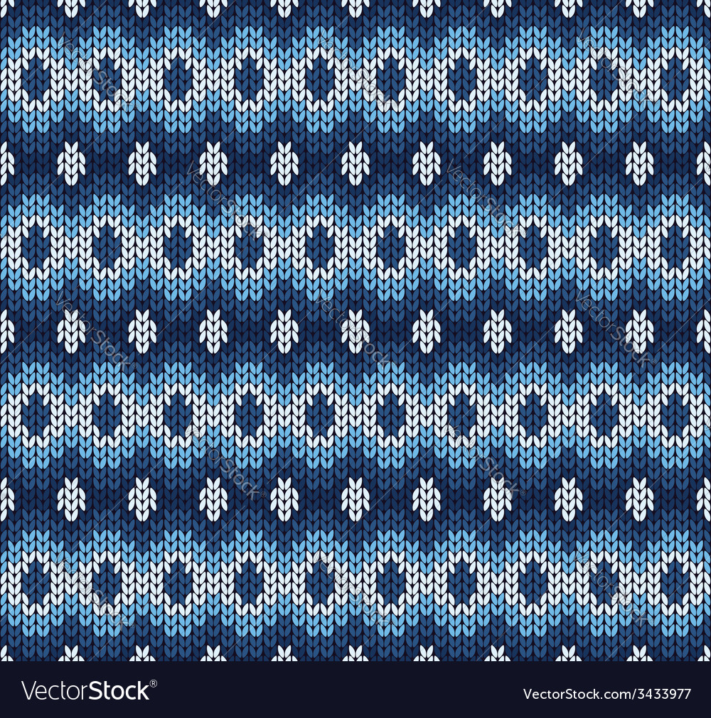 Blue knitted pattern Royalty Free Vector Image
