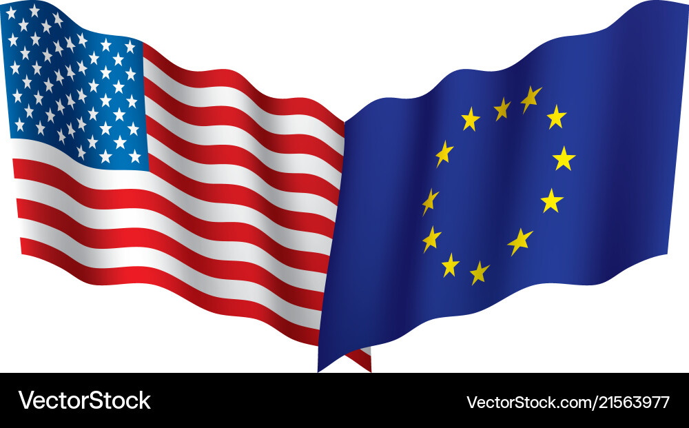 European union and american flags Royalty Free Vector Image