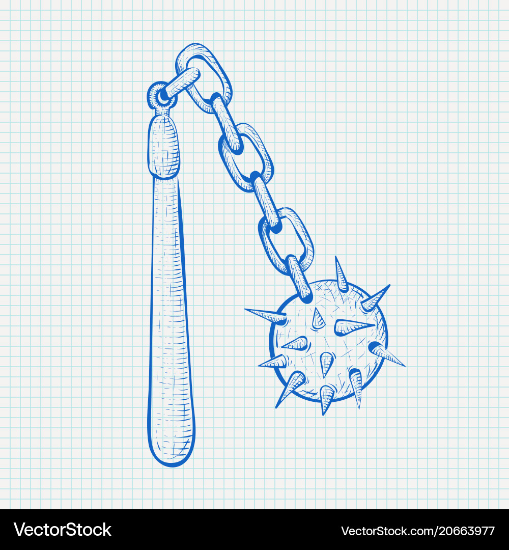Flail medieval weapon - spiked metal ball Vector Image