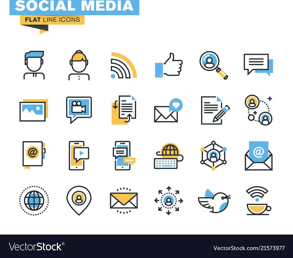 Flat line icon pack for designers and developers Vector Image