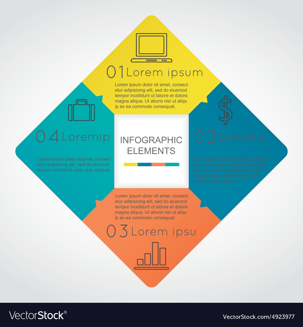 Infographic elements with square 4 option Vector Image