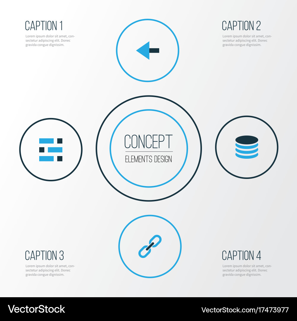 Interface colorful icons set collection of url Vector Image