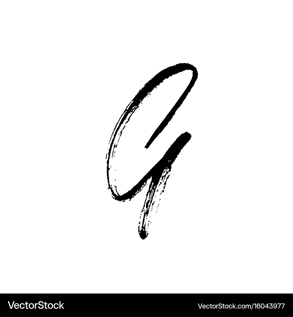 Letter g handwritten by dry brush rough strokes Vector Image