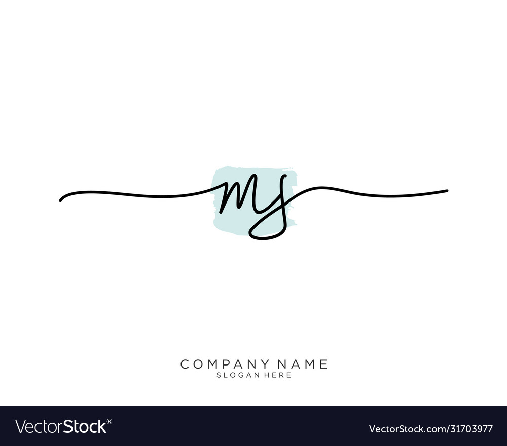 Ms initial handwriting logo design Royalty Free Vector Image