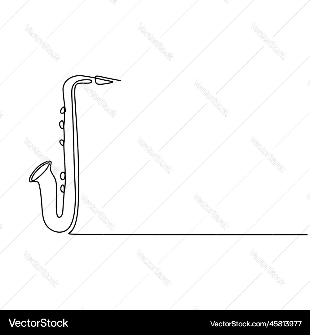 One line drawing saxophone music instrument Vector Image
