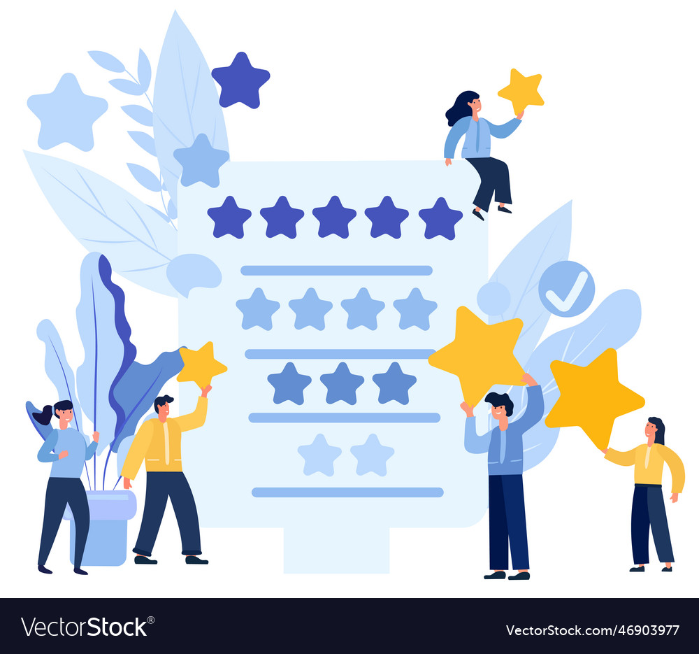 People characters giving five star feedback Vector Image