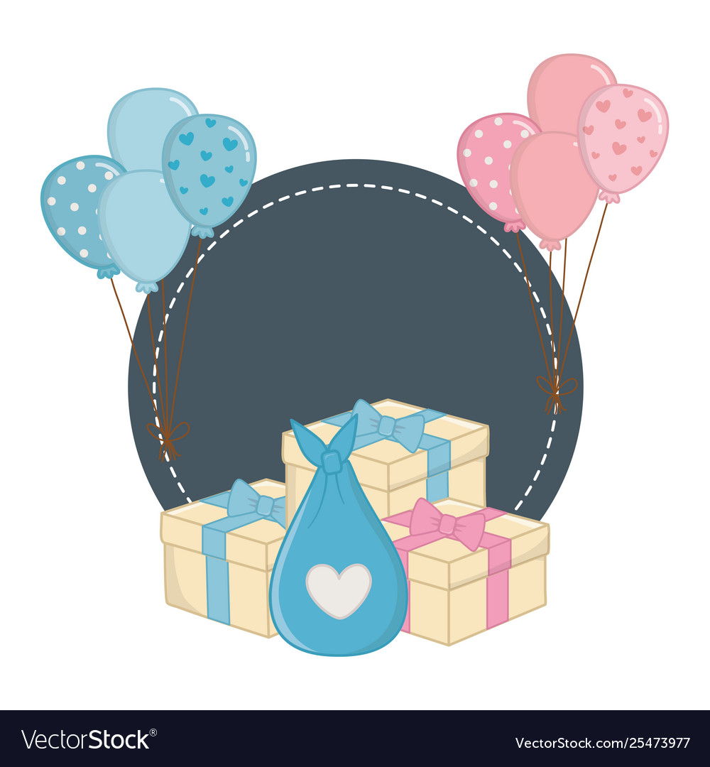 Round frame with gift boxes Royalty Free Vector Image