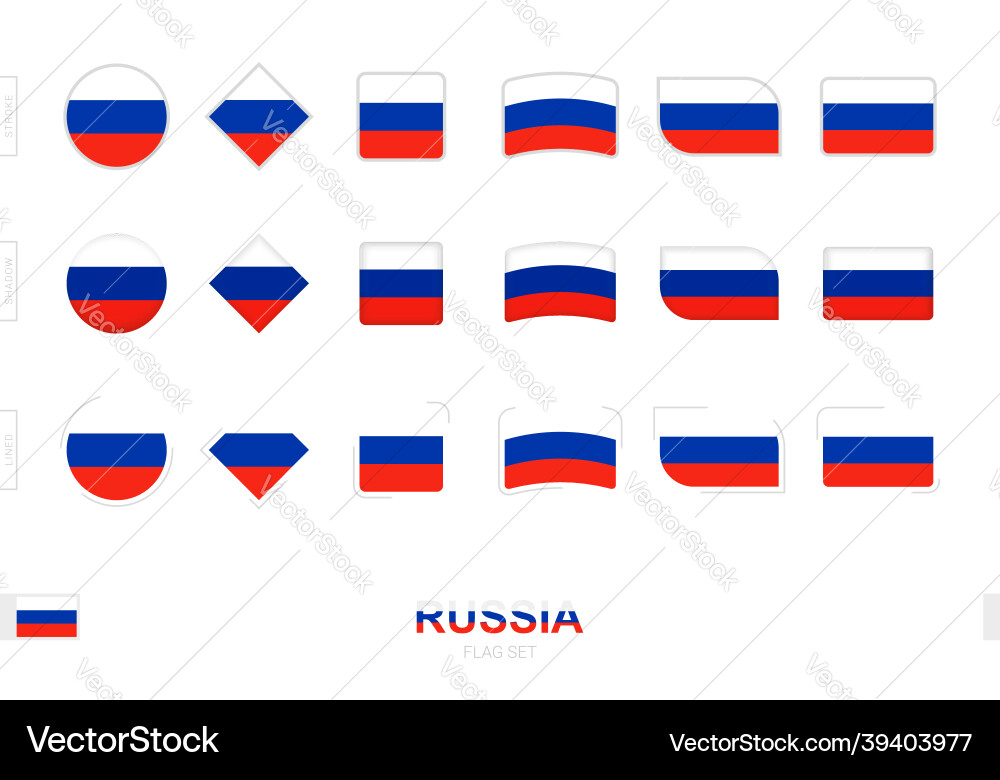 Russia flag set simple flags of with three Vector Image