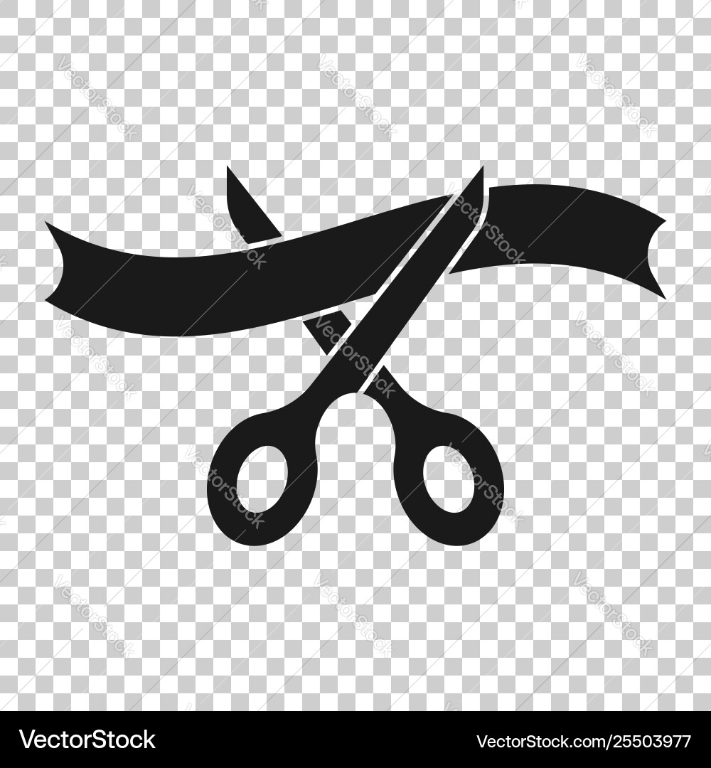 Scissors icon in transparent style cutting ribbon Vector Image