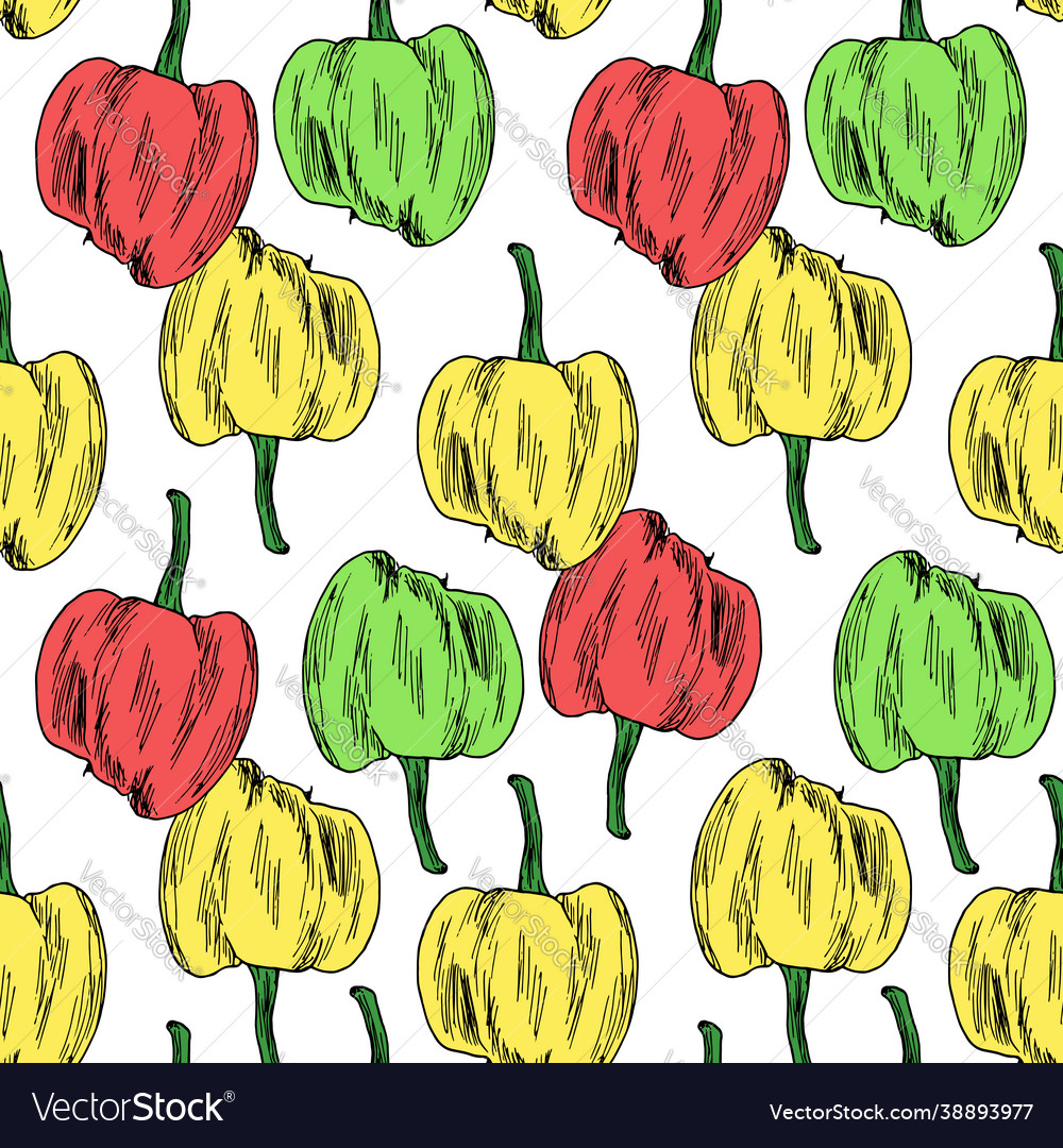 Seamless pattern multicolored peppers Royalty Free Vector