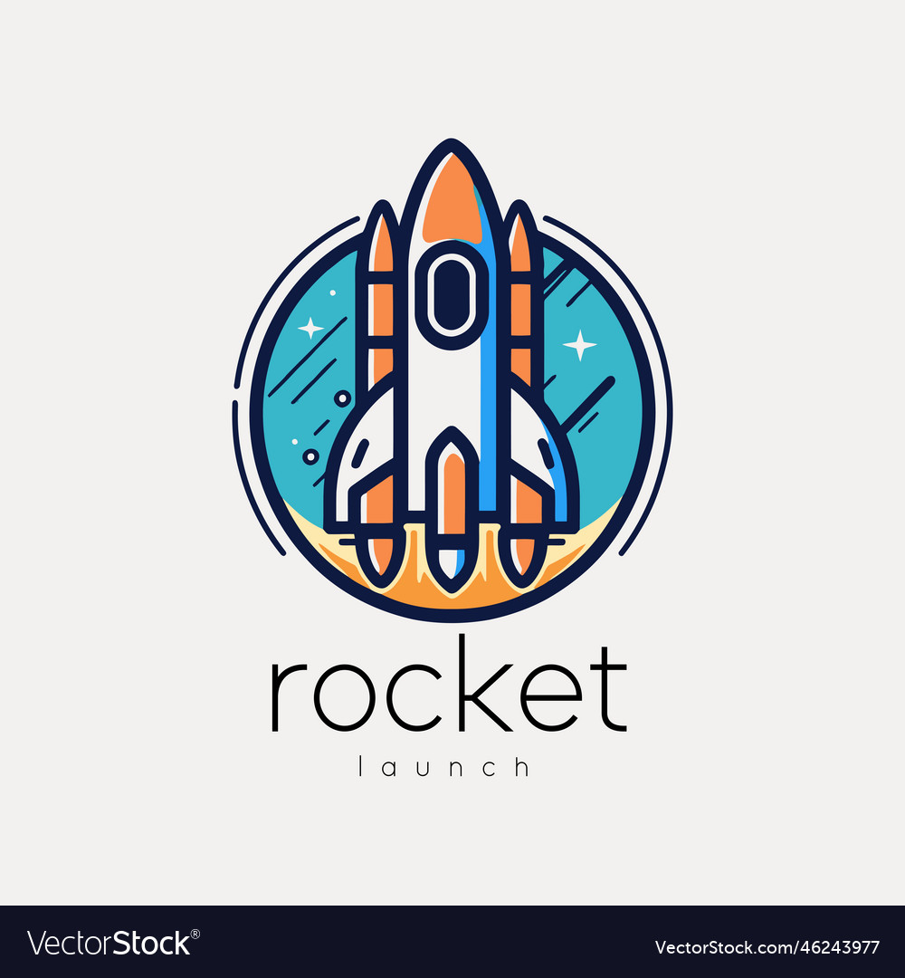 Spacecraft rocket launch logo design Royalty Free Vector