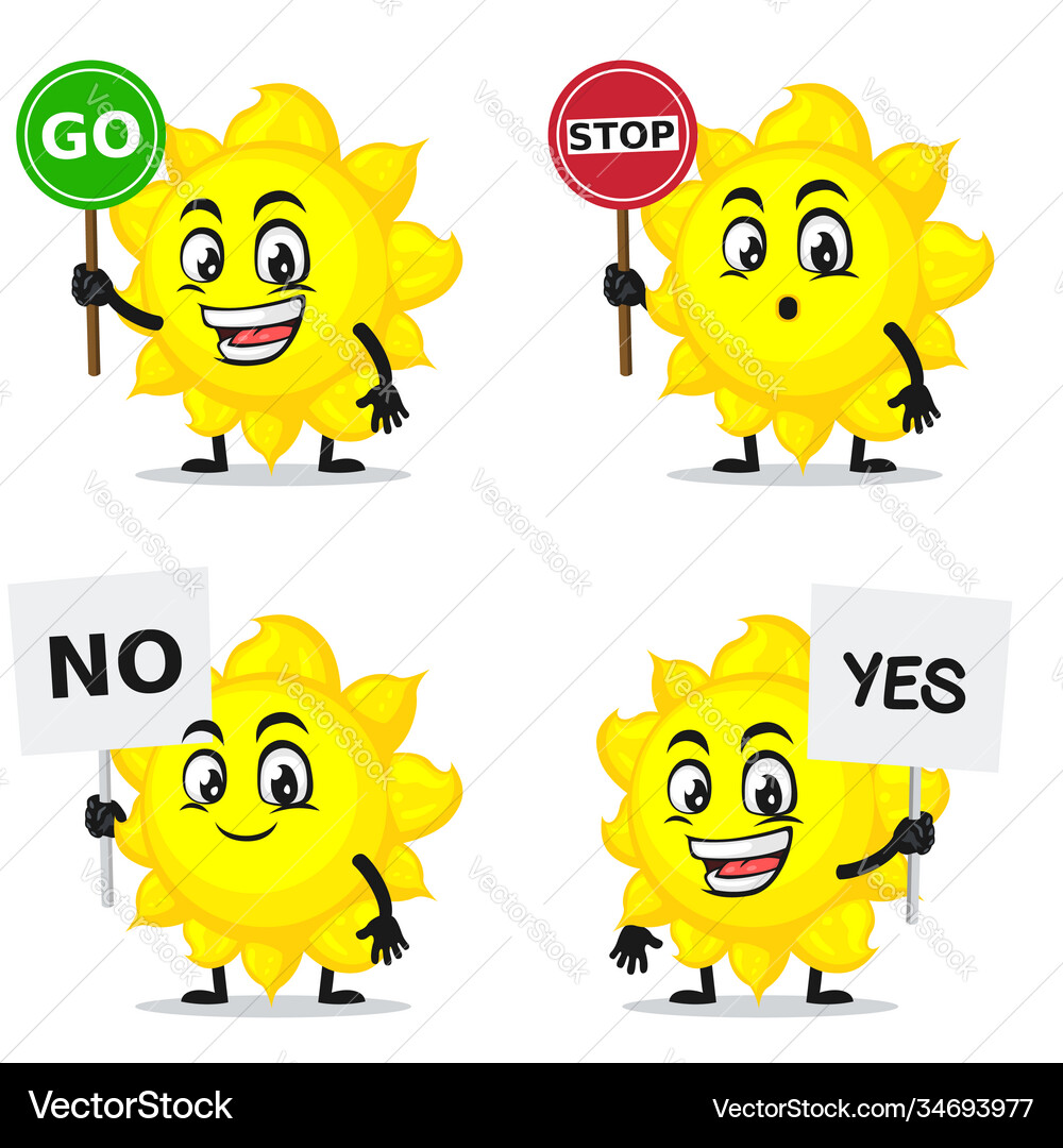 Sun mascot or character Royalty Free Vector Image