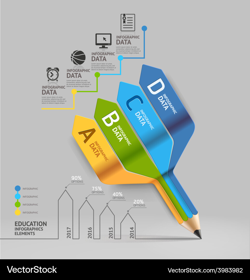 Business education pencil infographics Royalty Free Vector