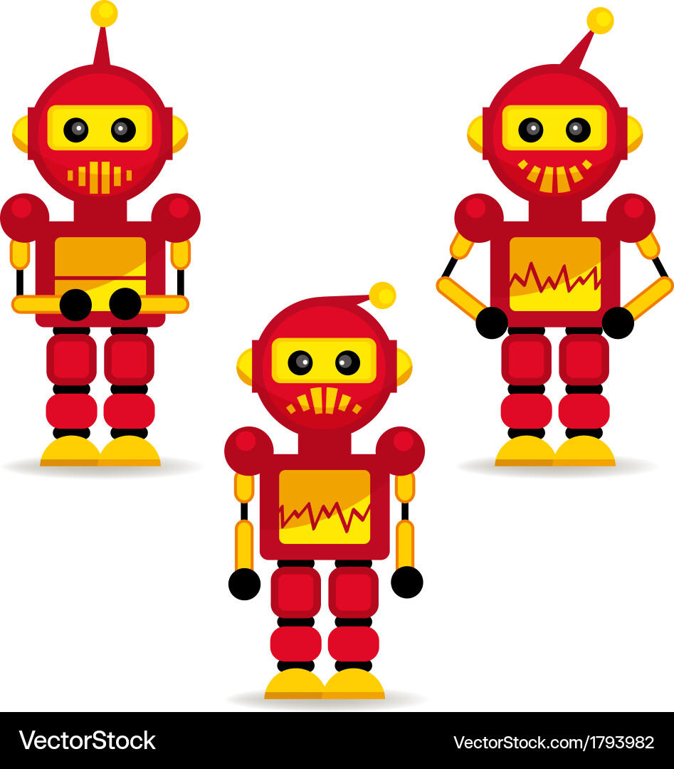 Collection robots in action Royalty Free Vector Image