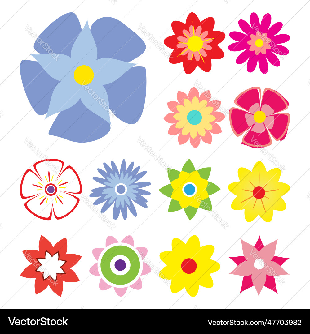 Colorful flower set spring flowers collection Vector Image