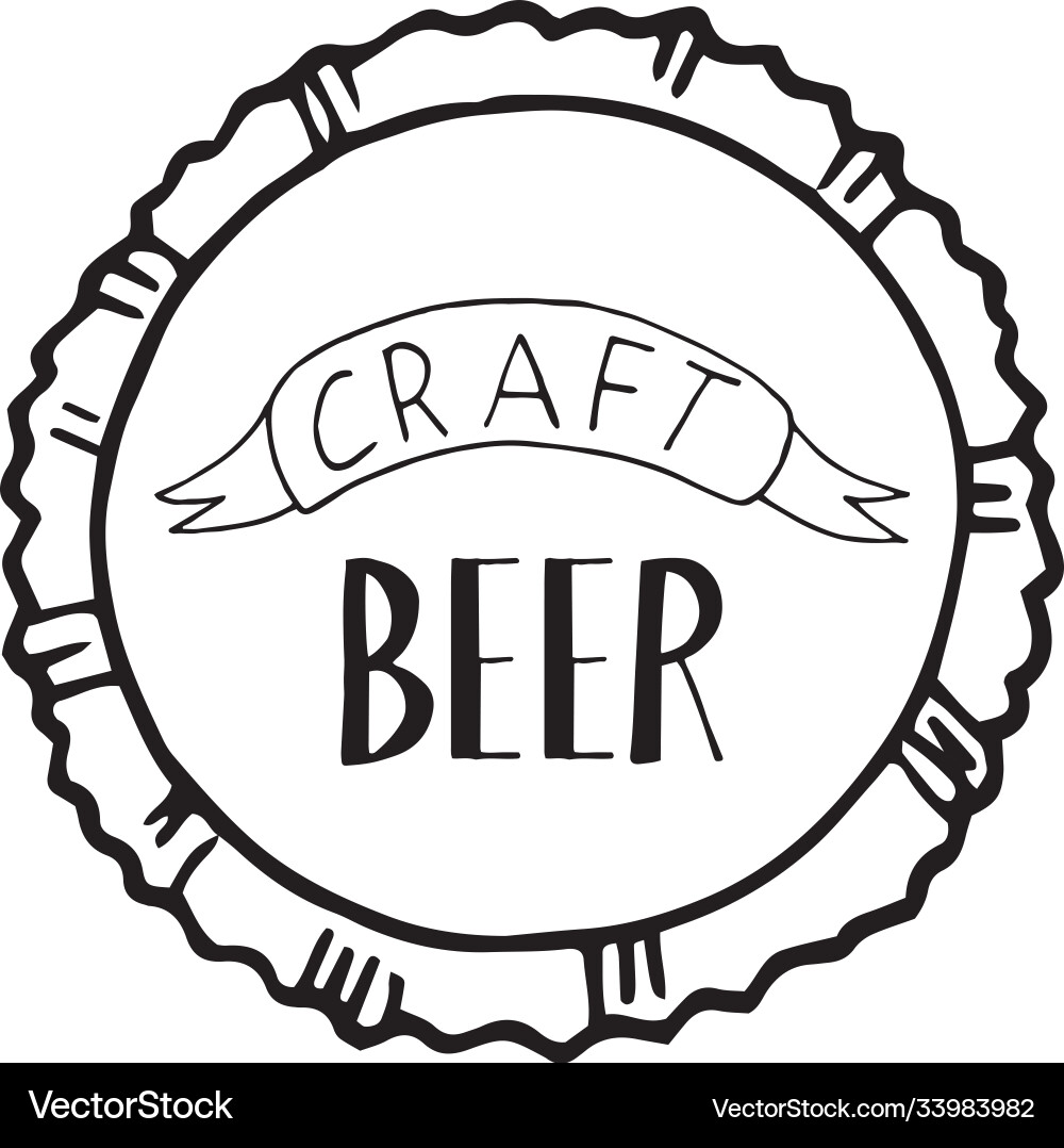 Craft beer bottle cap icon label sticker poster Vector Image
