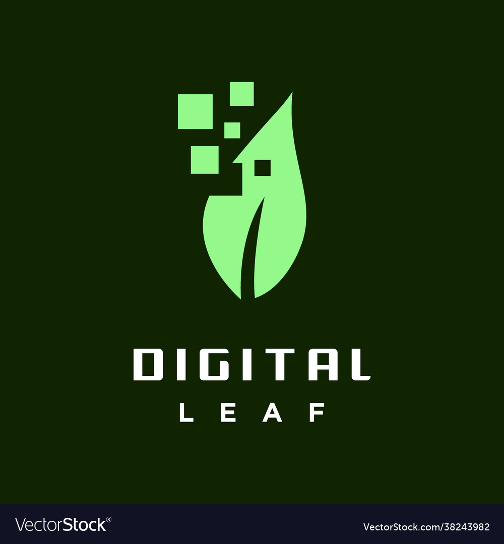 Digital leaf logo Royalty Free Vector Image - VectorStock
