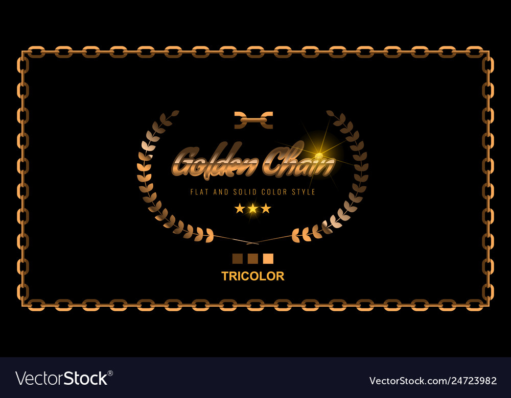 Golden chain square border frame rectangle Vector Image