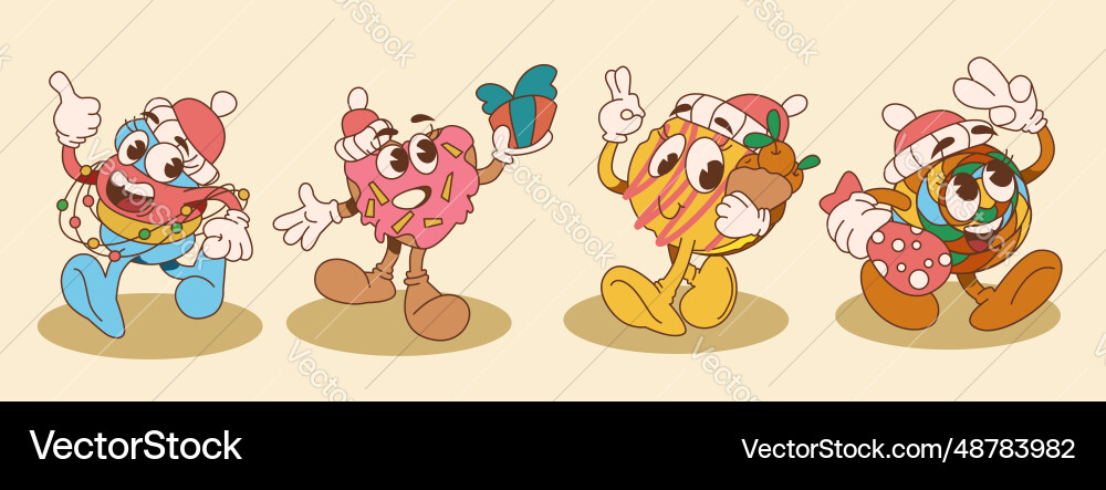 Groovy and funny retro vintage character Vector Image