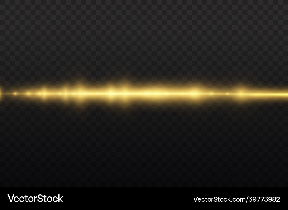 Horizontal light ray flash yellow line Royalty Free Vector