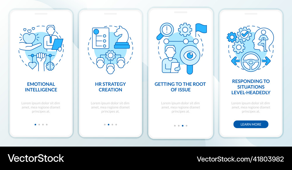 Hr soft skills blue onboarding mobile app screen Vector Image