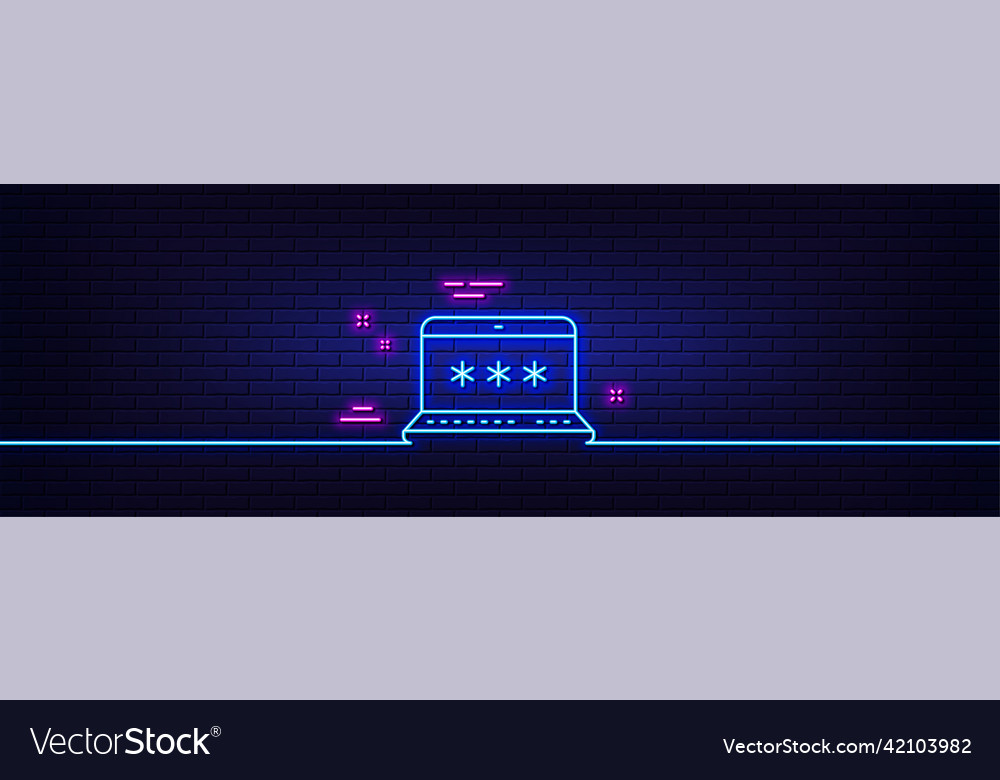Laptop password line icon cyber defence sign Vector Image Laptop password line icon cyber defence sign Vector Image