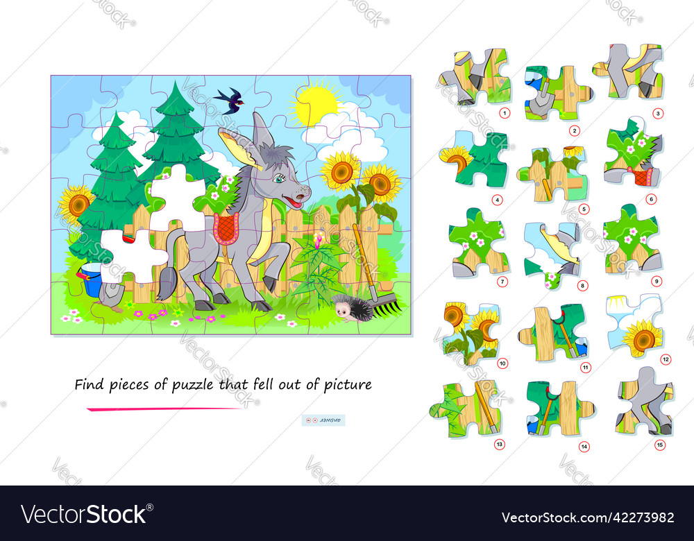 Logic game for children and adults find pieces Vector Image