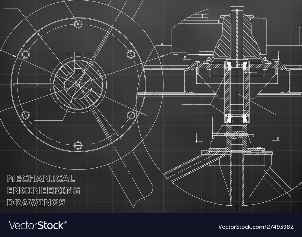 Mechanical engineering drawing black background Vector Image